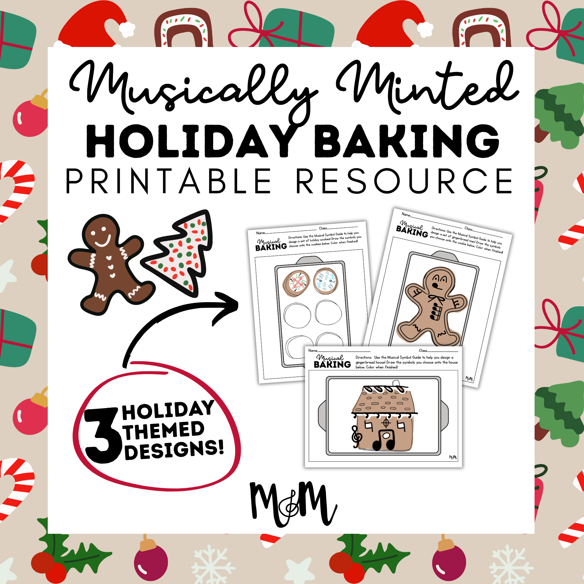 Musically Minted | Holiday Baking Symbol Draw | Coloring Activity DIGI