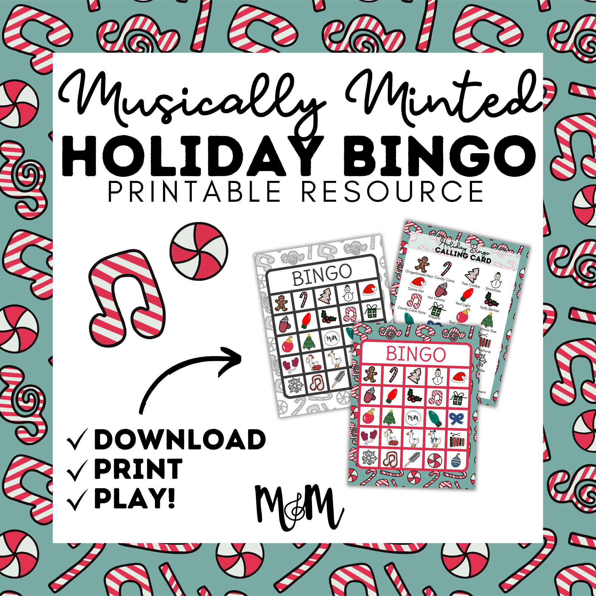 Holiday Music Bingo Game | No Prep Easy Holiday Activity & Sub Plan DI ...