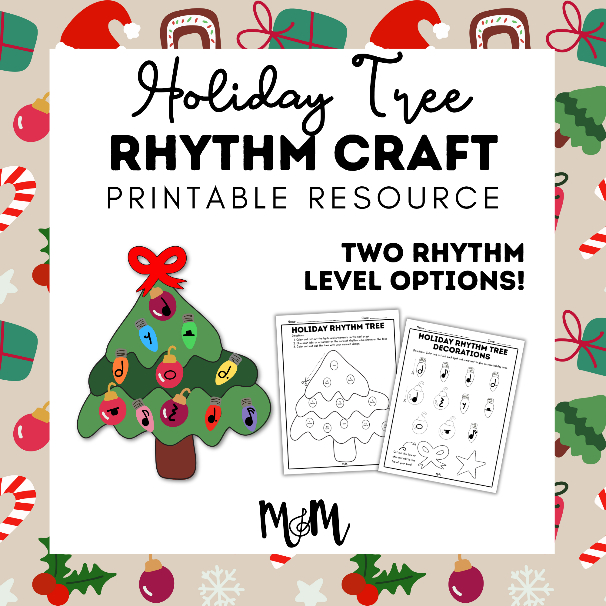 Holiday Tree Rhythm Craft | Holiday Music Classroom Activity DIGITAL D ...