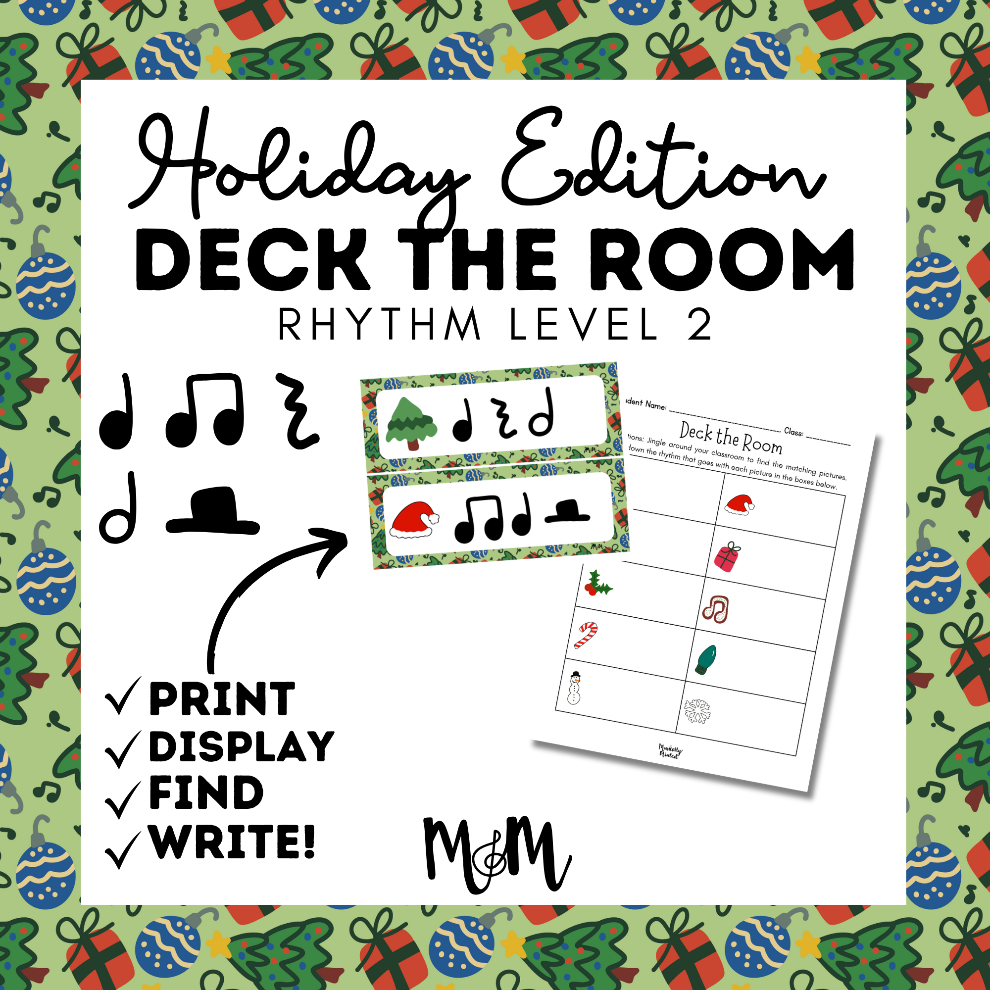 Holiday Deck the Room | Rhythm Level 2 | Write the Room Activity | DIG ...