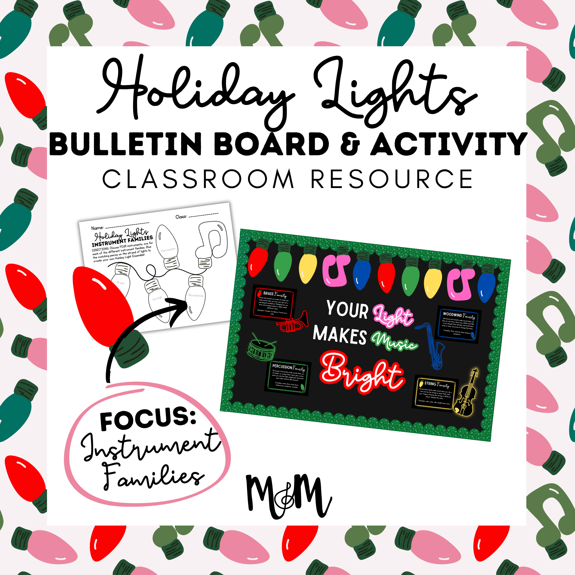 Holiday Lights | Interactive Bulletin Board and Instrument Family Acti ...