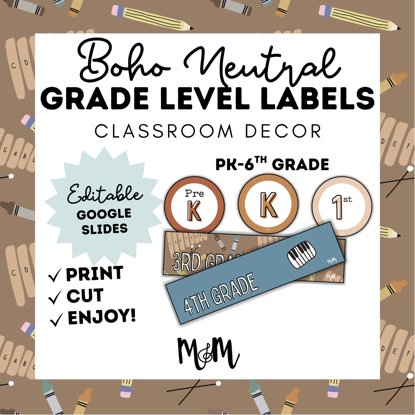 Boho Neutral: Grade Level Labels DIGITAL DOWNLOAD – Musically Minted