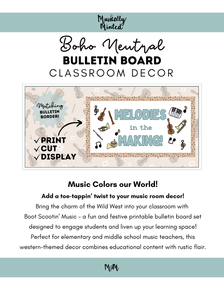 Boho Neutral: Bulletin Board DIGITAL DOWNLOAD – Musically Minted