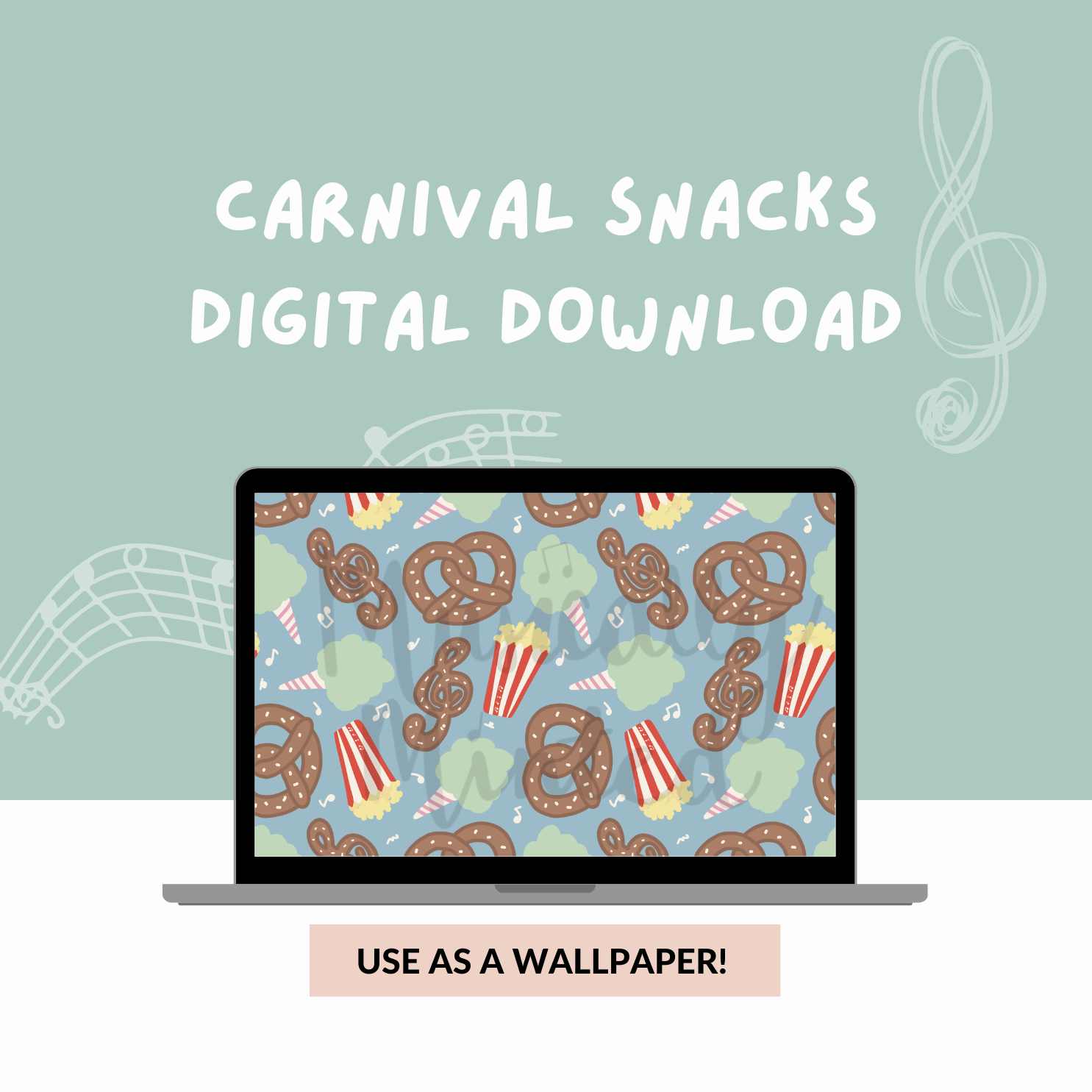 Carnival Snacks Wallpaper DIGITAL DOWNLOAD – Musically Minted