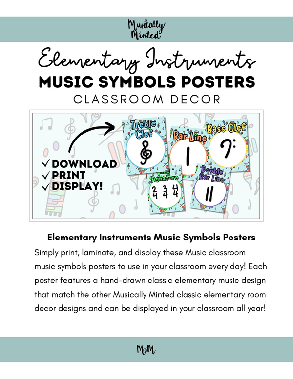 Elementary Instruments: Music Symbols Posters DIGITAL DOWNLOAD ...