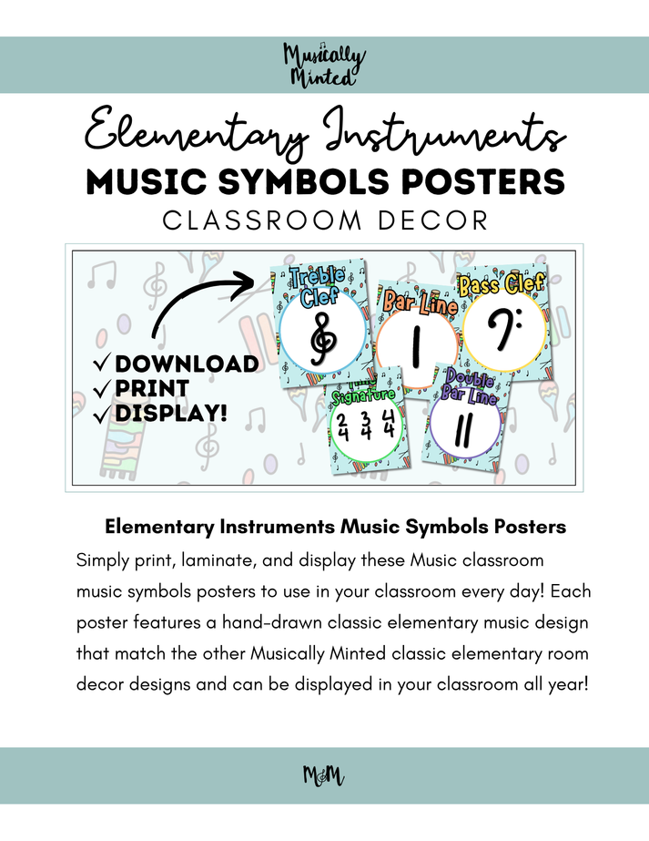 Elementary Instruments: Music Symbols Posters DIGITAL DOWNLOAD ...