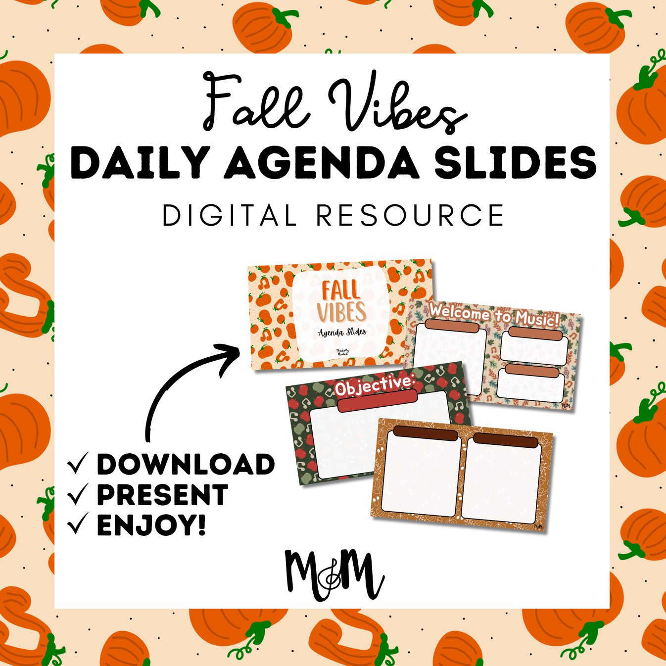 Fall Theme Daily Agenda Slides | Editable Google Slides | Fall Vibes D ...