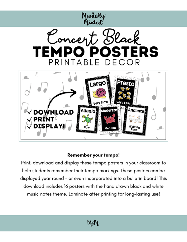 Concert Black: Tempo Posters DIGITAL DOWNLOAD – Musically Minted