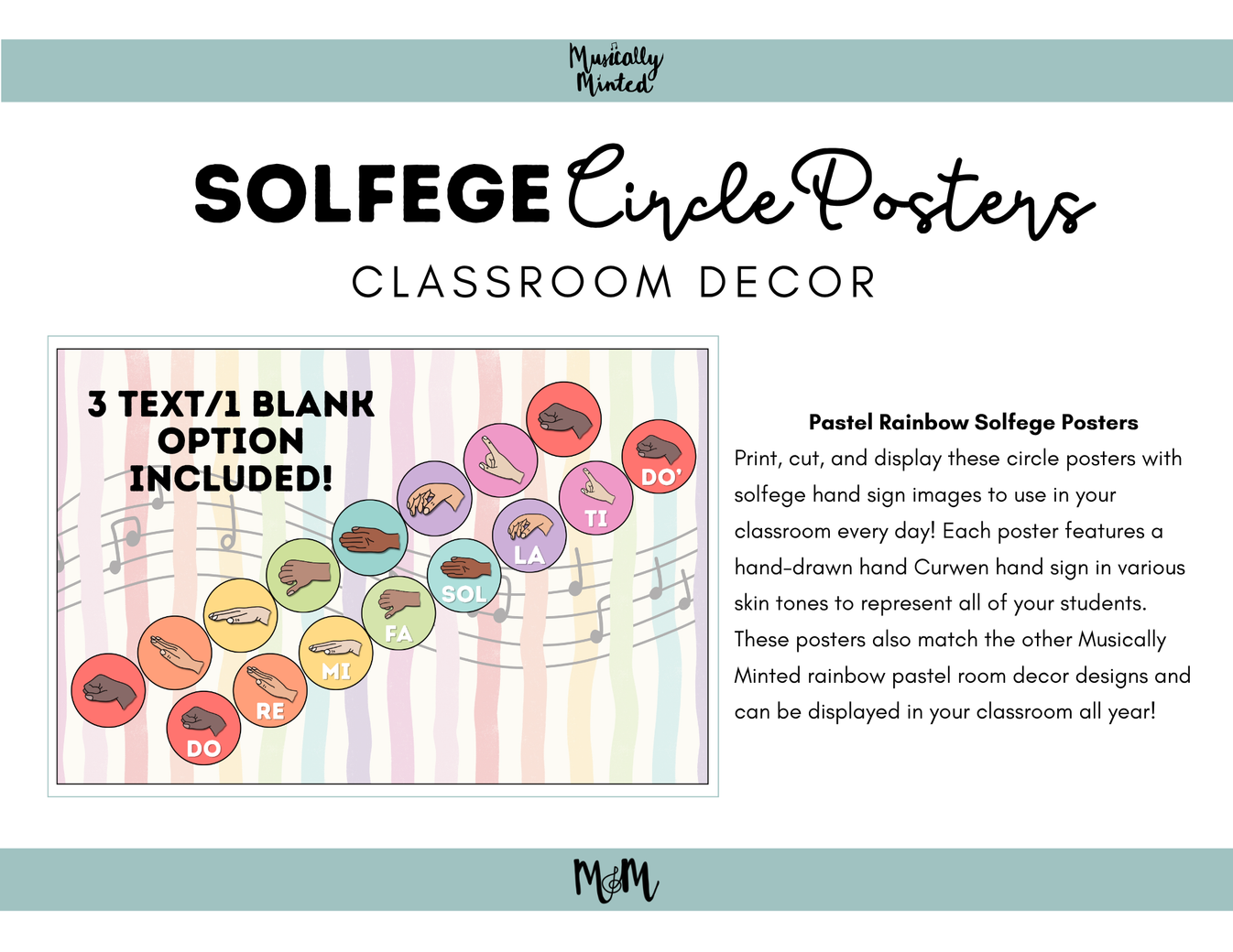 Rainbow Stripes: Solfege Posters DIGITAL DOWNLOAD – Musically Minted