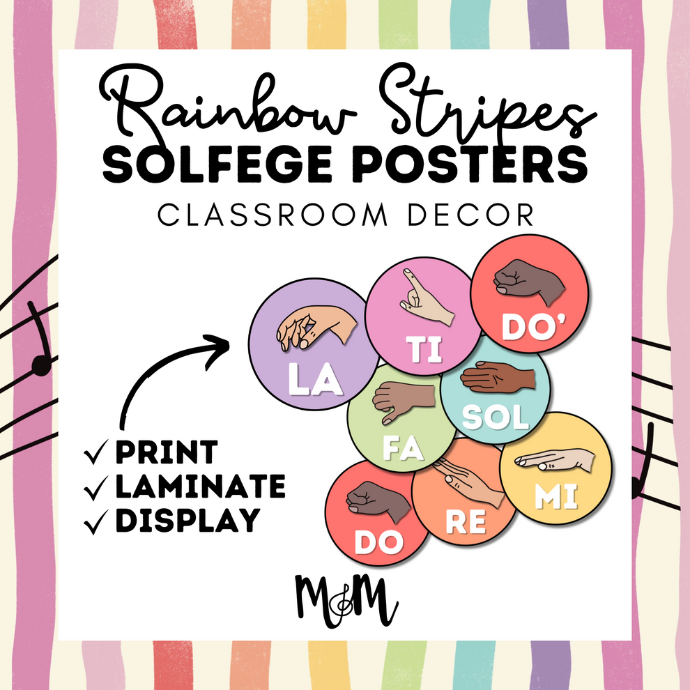 Rainbow Stripes: Solfege Posters DIGITAL DOWNLOAD – Musically Minted