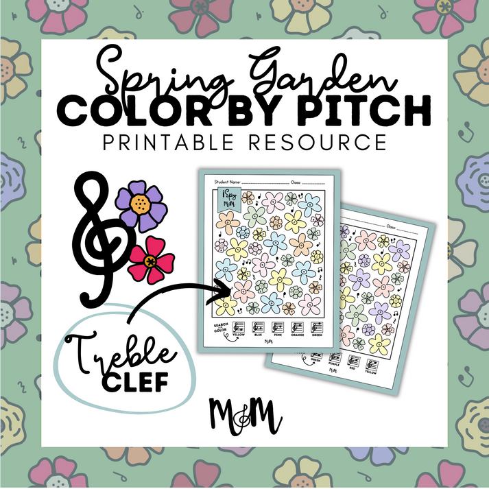 Spring Garden: Color by Treble Pitch | Music Coloring Page | Lines & S ...