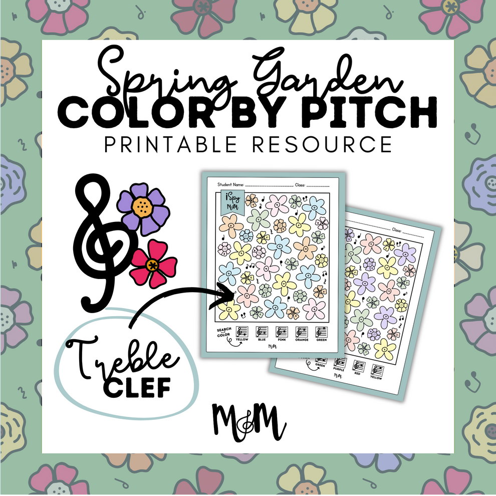 Spring Garden: Color by Treble Pitch | Music Coloring Page | Lines & S ...