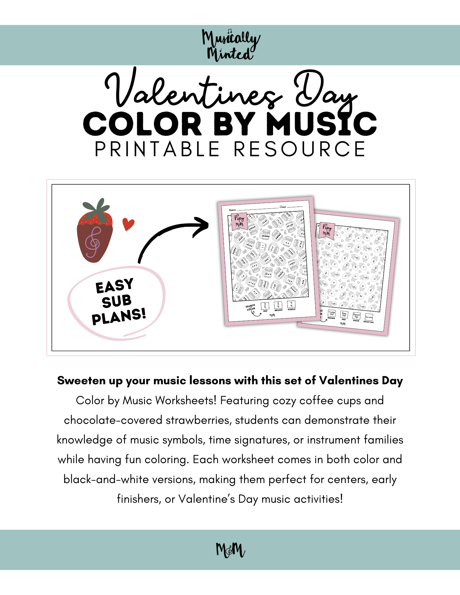 Valentines Day | Color by Music | iSpy Instrument Families, Music Symb ...