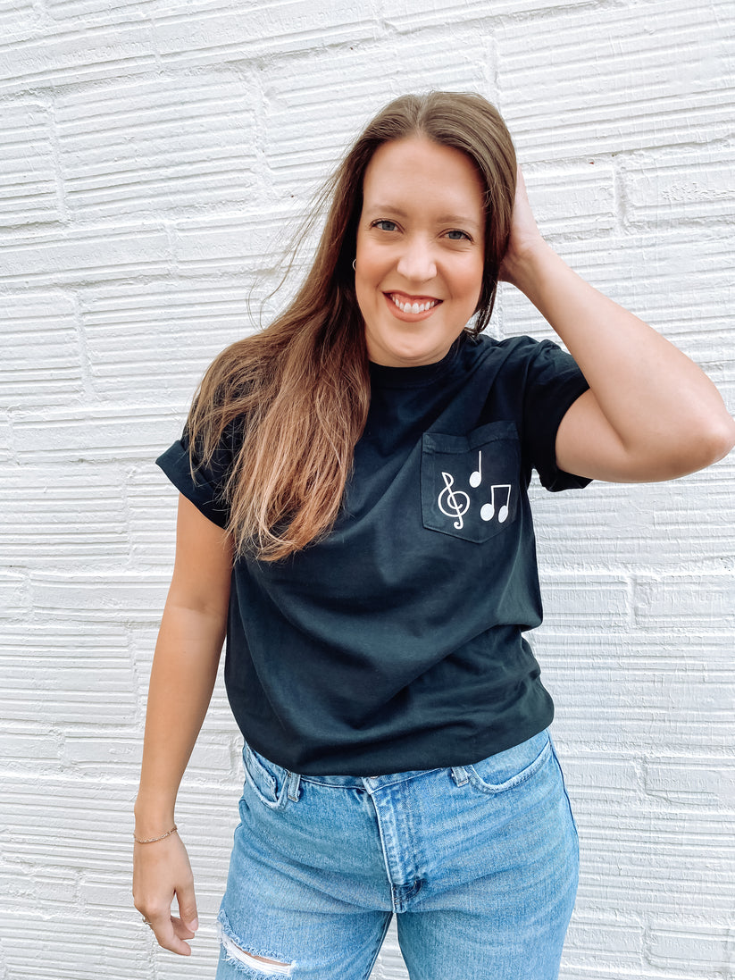 Black & White Music Note Pocket T-Shirt – Musically Minted